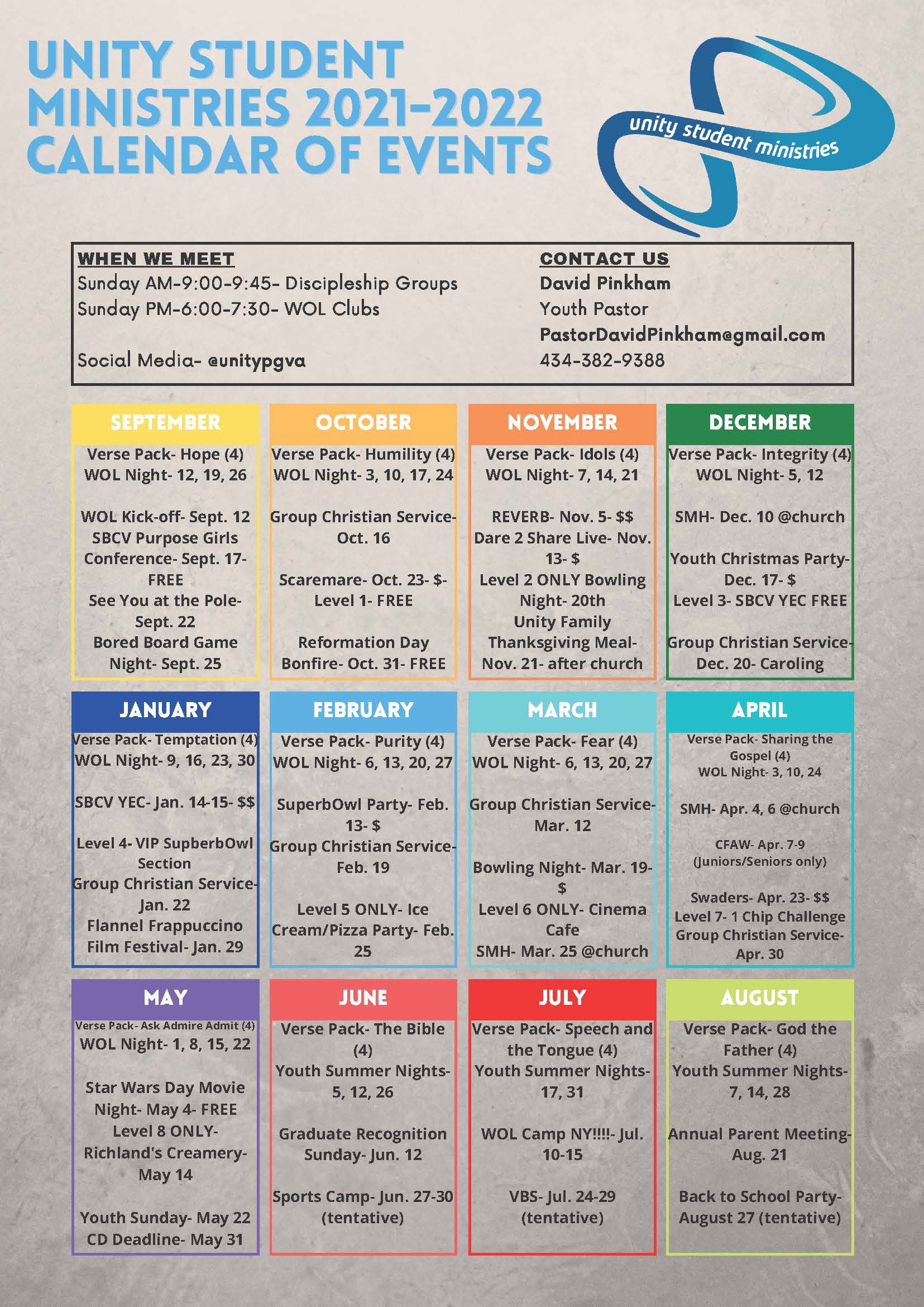 Youth Ministry - Unity Baptist Church
